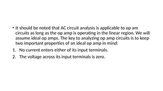 Operational Amplifier Alternating Current Circuits | PPT