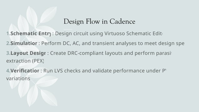 OpAmp CMOS Design Using Cadence tool FPGA | PPTX