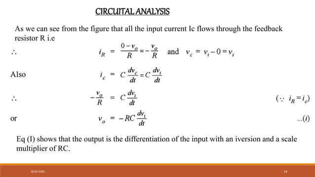OPAMP integrator & differentiator.pptx | Digital Audio | Computer Software and Applications