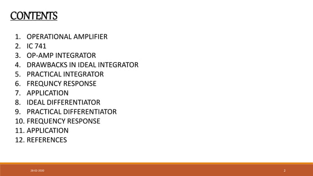 OPAMP integrator & differentiator.pptx | Digital Audio | Computer Software and Applications