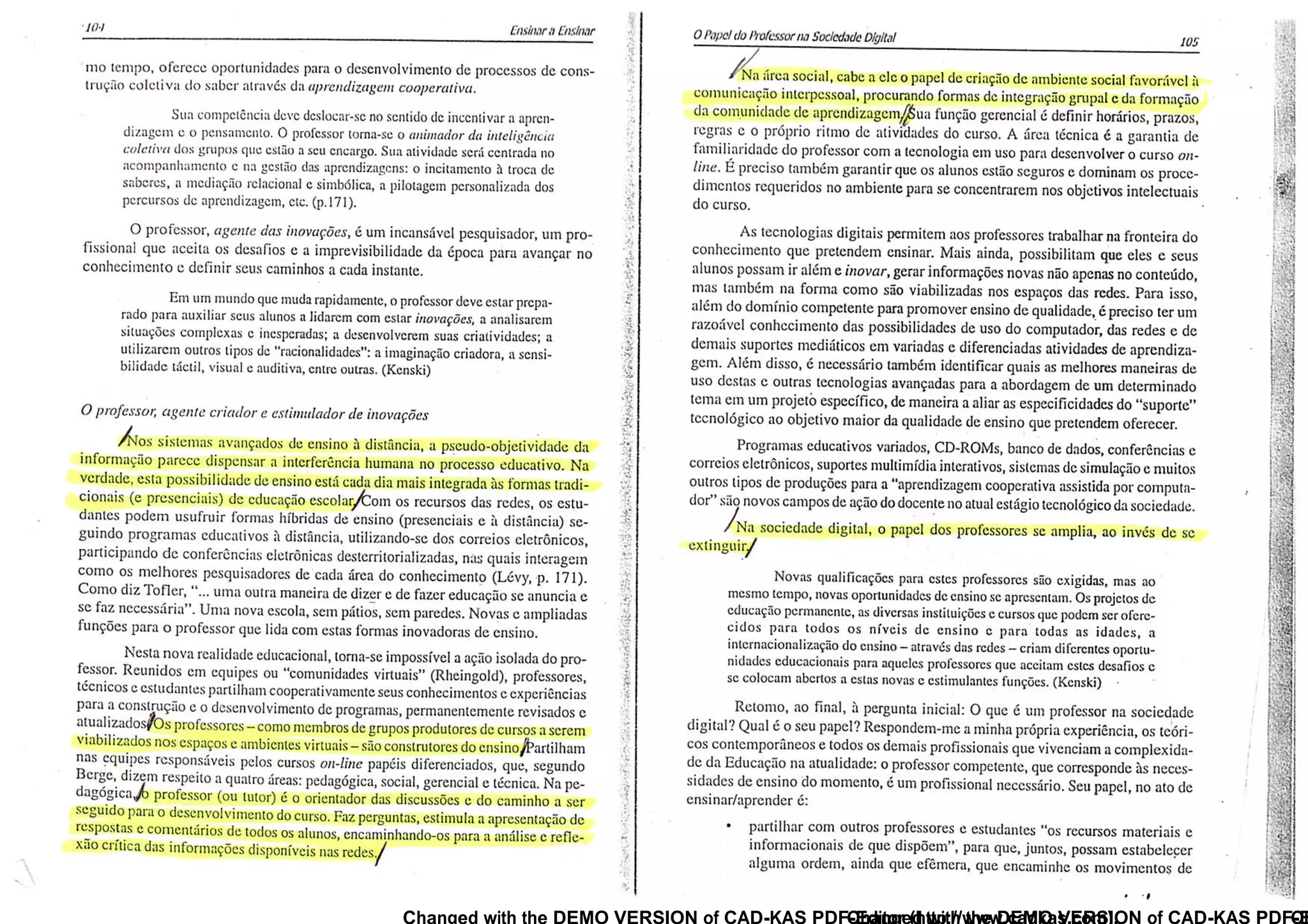 O papel do professor na sociedade digital vani moreira kenski | PDF