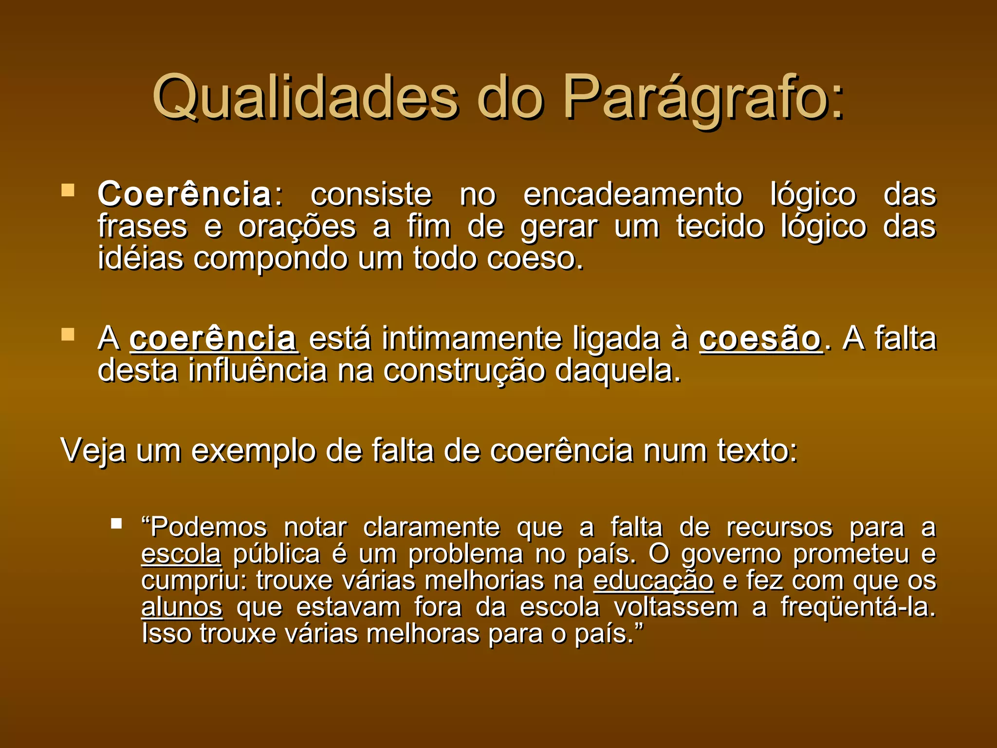 O parágrafo na composição do texto | PPT