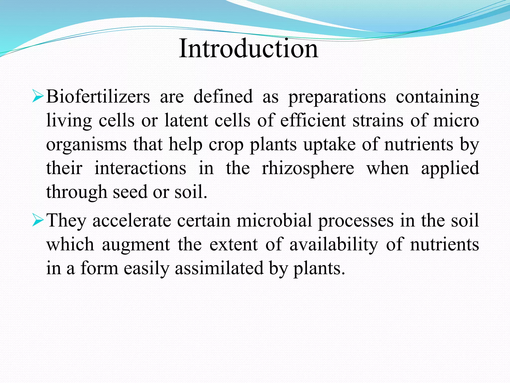 ROLE OF BIOFERTILIZERS IN VEGETABLE PRODUCTION | PPTX