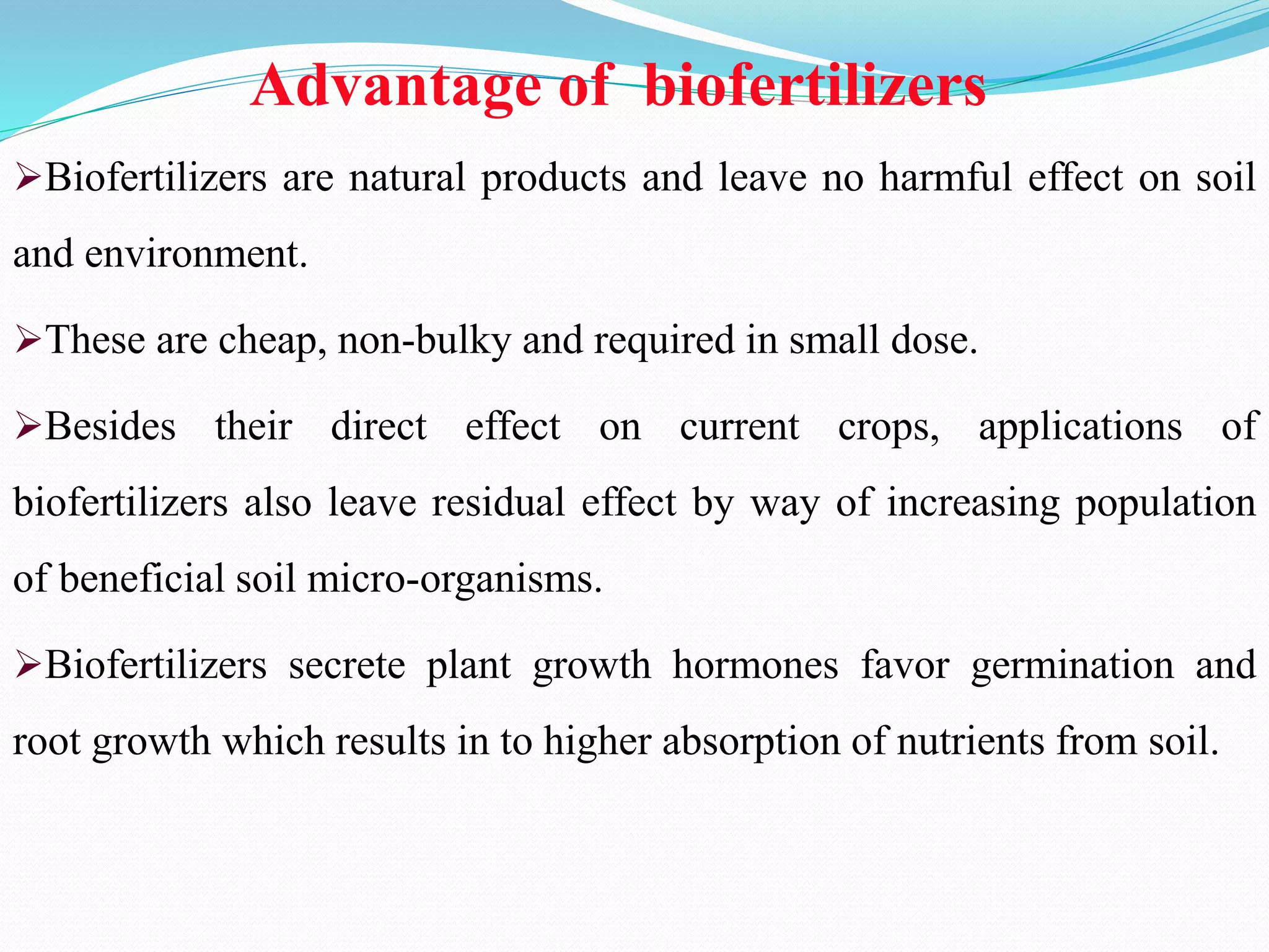 ROLE OF BIOFERTILIZERS IN VEGETABLE PRODUCTION | PPTX