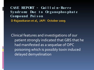 Unusual Complication of OPC Poisoning | PPT