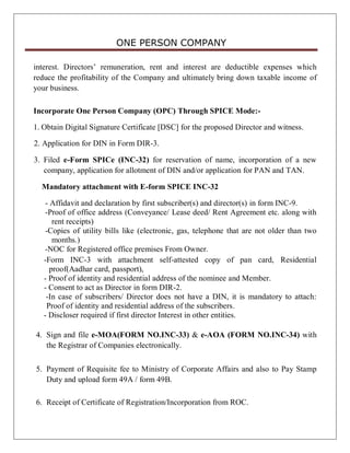 Opc(One Person Company) | PDF
