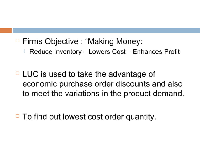 Opc least unit cost | PPT | Logistics | Business