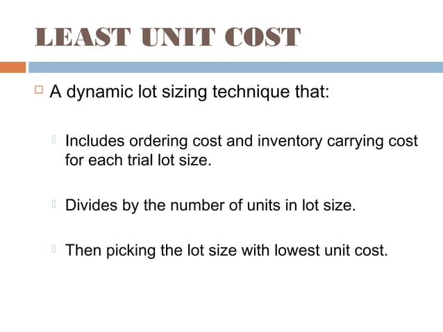 Opc least unit cost | PPT | Logistics | Business