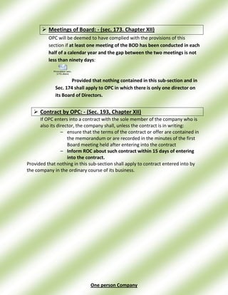 Opc compliances | DOCX | Business | Business and Finance