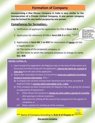 Opc compliances | DOCX | Business | Business and Finance