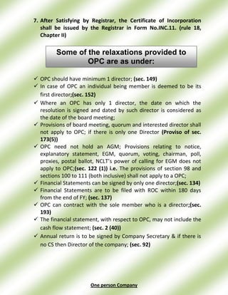 Opc compliances | DOCX | Business | Business and Finance