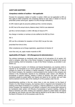 One Person Company (OPC) under new Companies Act, 2013 | PDF