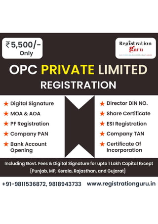 OPC Registration in India with registrationguru | PDF