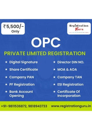 OPC Registration in India with registrationguru | PDF