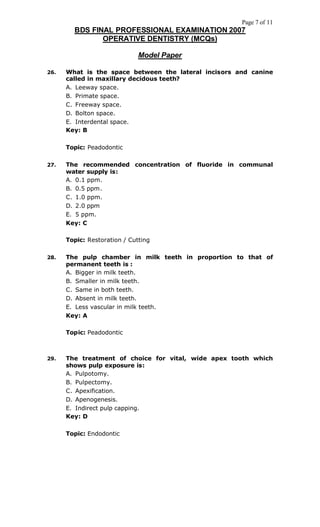 Operative dental mcq | PDF