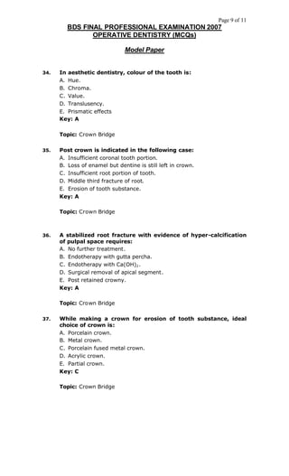 Operative dental mcq | PDF