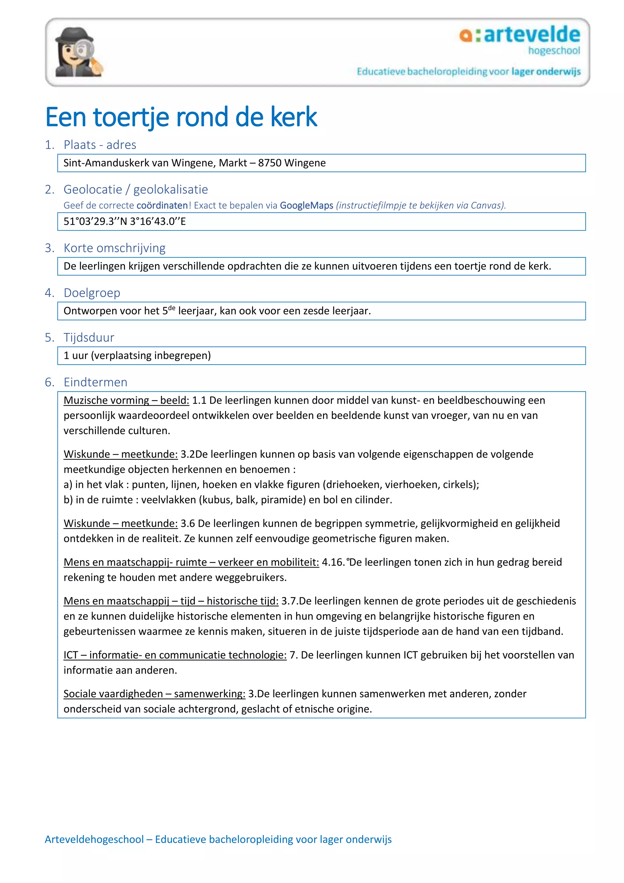 Opdrachtfiche omgevingsboek-eva thieren | PDF