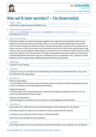 Opdrachtfiche omgevingsboek- rhune verschelde | PDF