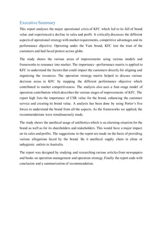 Operation strategy assignment kfc | DOCX