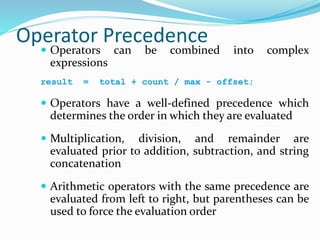 Opeartor & expression | PPTX | Programming Languages | Computing