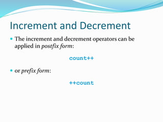 Opeartor & expression | PPTX | Programming Languages | Computing