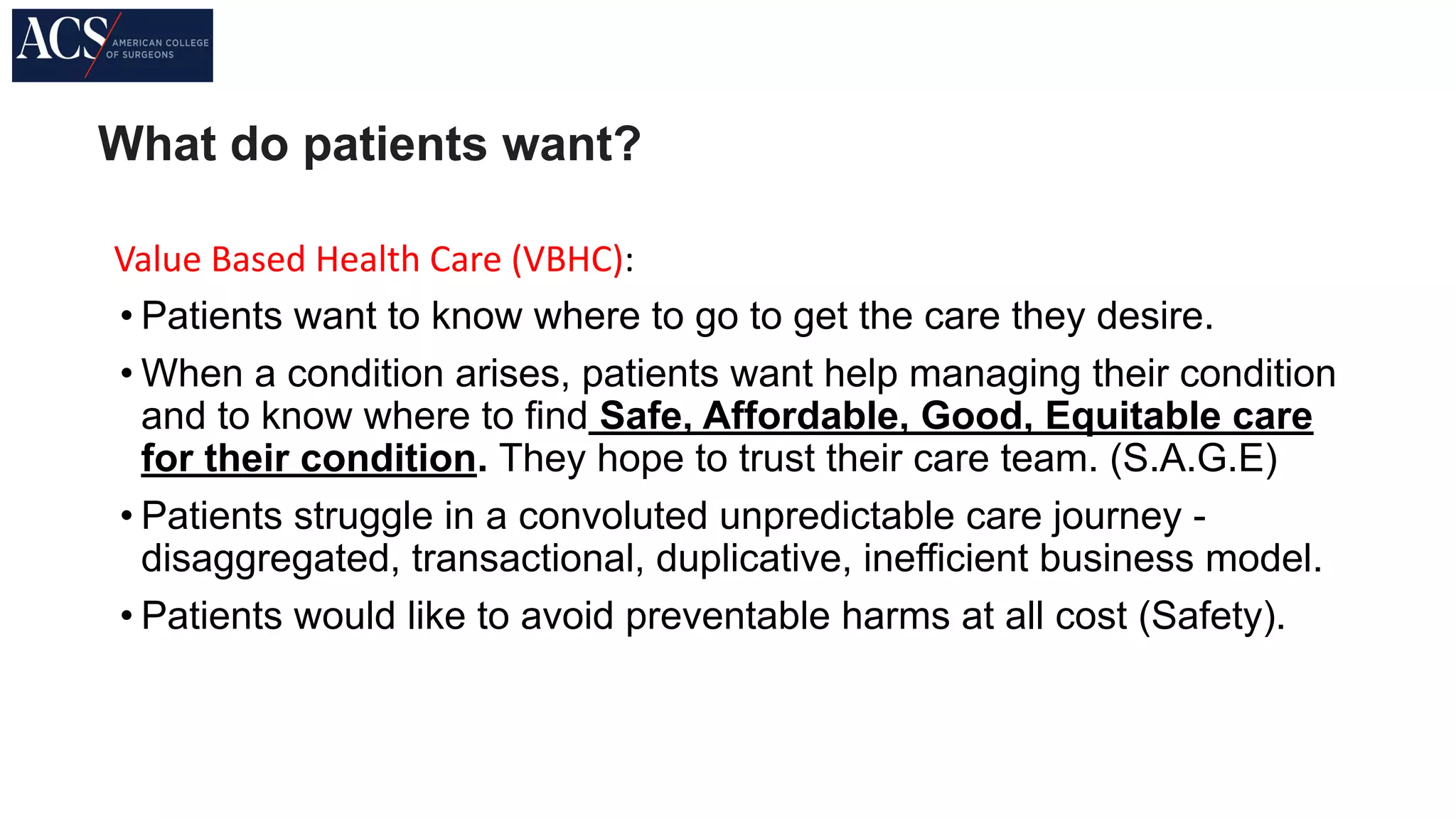 Frank Opelka- Value Based Health Care | PPT