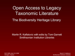 Open Access to Legacy Biodiversity Literature | PPT