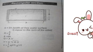 Uniform flow open channels ( chezy's, kutter's, manning's and bazin's ...