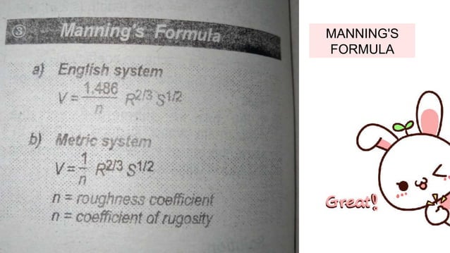 Uniform flow open channels ( chezy's, kutter's, manning's and bazin's ...