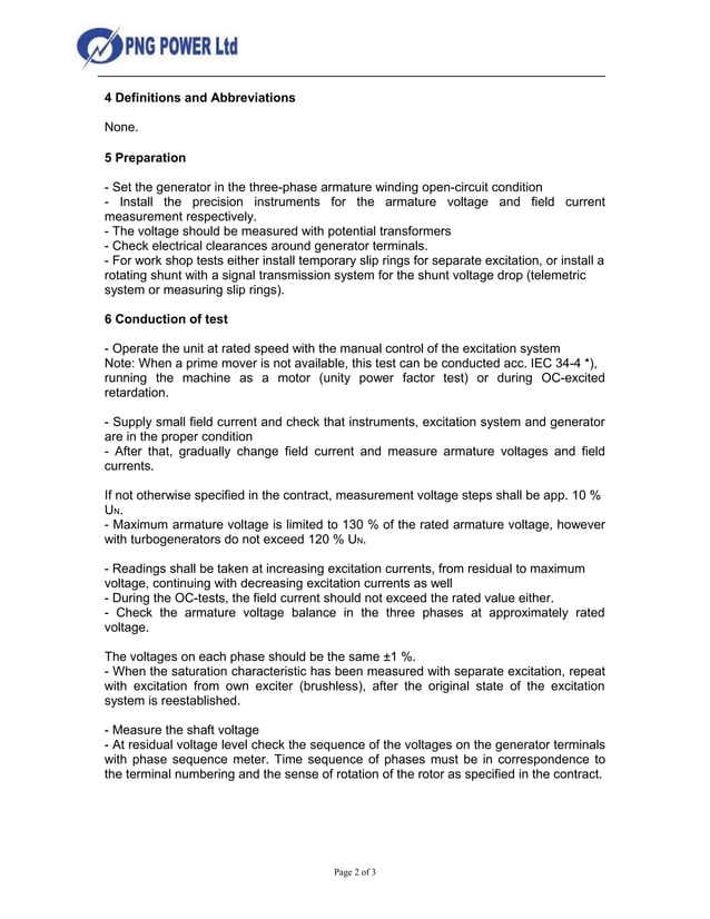 Open circuit saturation test | DOC | Science