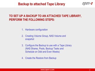 Open-E Backup to Attached Tape Library | PPT