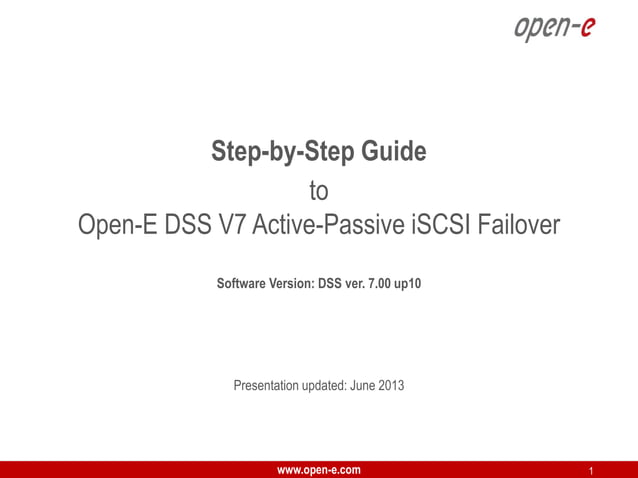 Open-E DSS V7 Active-Passive iSCSI Failover | PDF | Computer Networking | Computing
