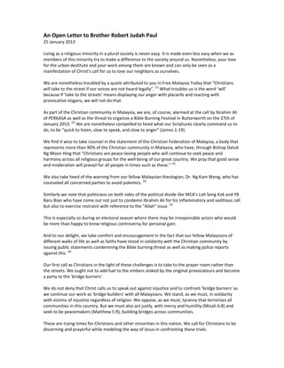 Open Letter to Robert Judah Paul | PDF