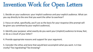 Rhetorical Dimensions of Open Letters | PPT