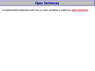 Open Sentences (Algebra1 1_3) | PPT