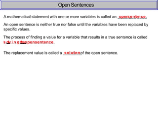 Open sentences-algebra1 | PPTX