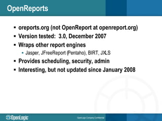 Open Source Reporting Tool Comparison | PPT