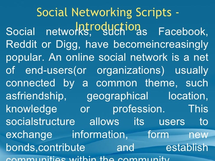 Open Source Social Networking Scripts Open Source Social Networking Scripts