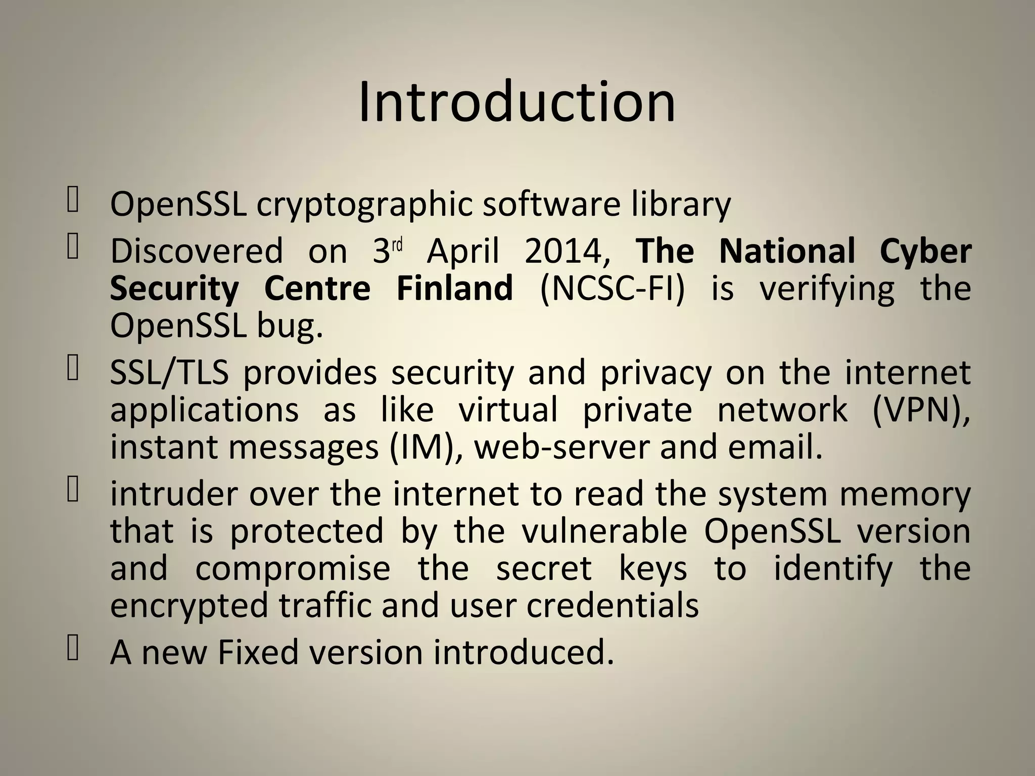 Open ssl heart bleed weakness. | PPT