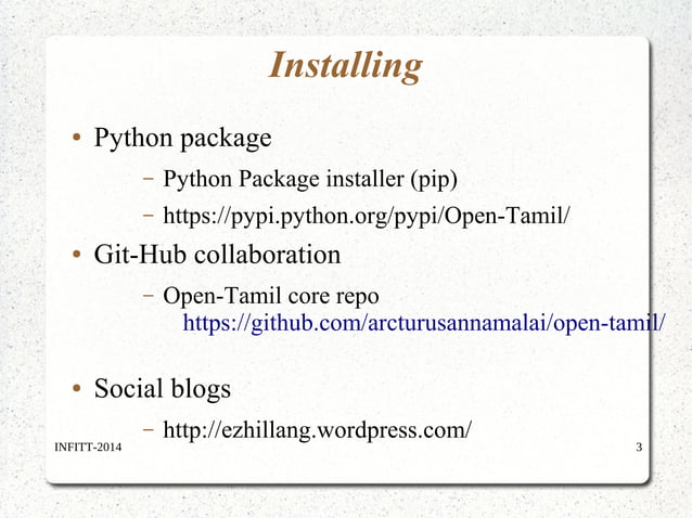 Open-Tamil text processing library | ODP