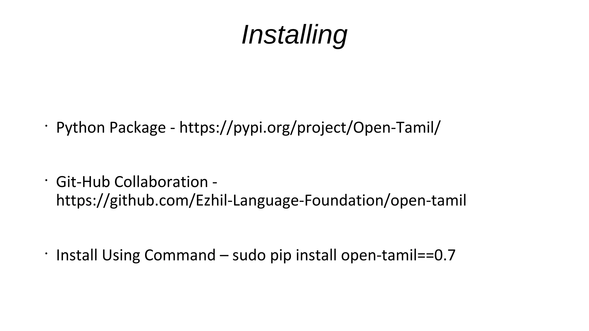 Growth and evolution of Open-Tamil | ODP