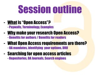 Publishing your research: Open Access (introduction & overview) | PPTX