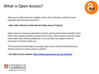 Open access at cambridge judge business school 29 november 2013 | PPT