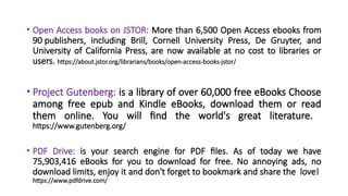 Open access e Resources for Library and Institution | PPTX