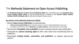 open access initiatives Open Access Conventions- Budapest, Bethesda and ...