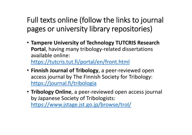 Open access literature on tribology (with examples on heavy abrasive ...