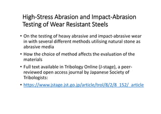 Open access literature on tribology (with examples on heavy abrasive ...