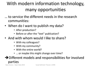 Sünje Dallmeier-Tiessen: Research data "publishing": models, roles and responsibilities | PPT