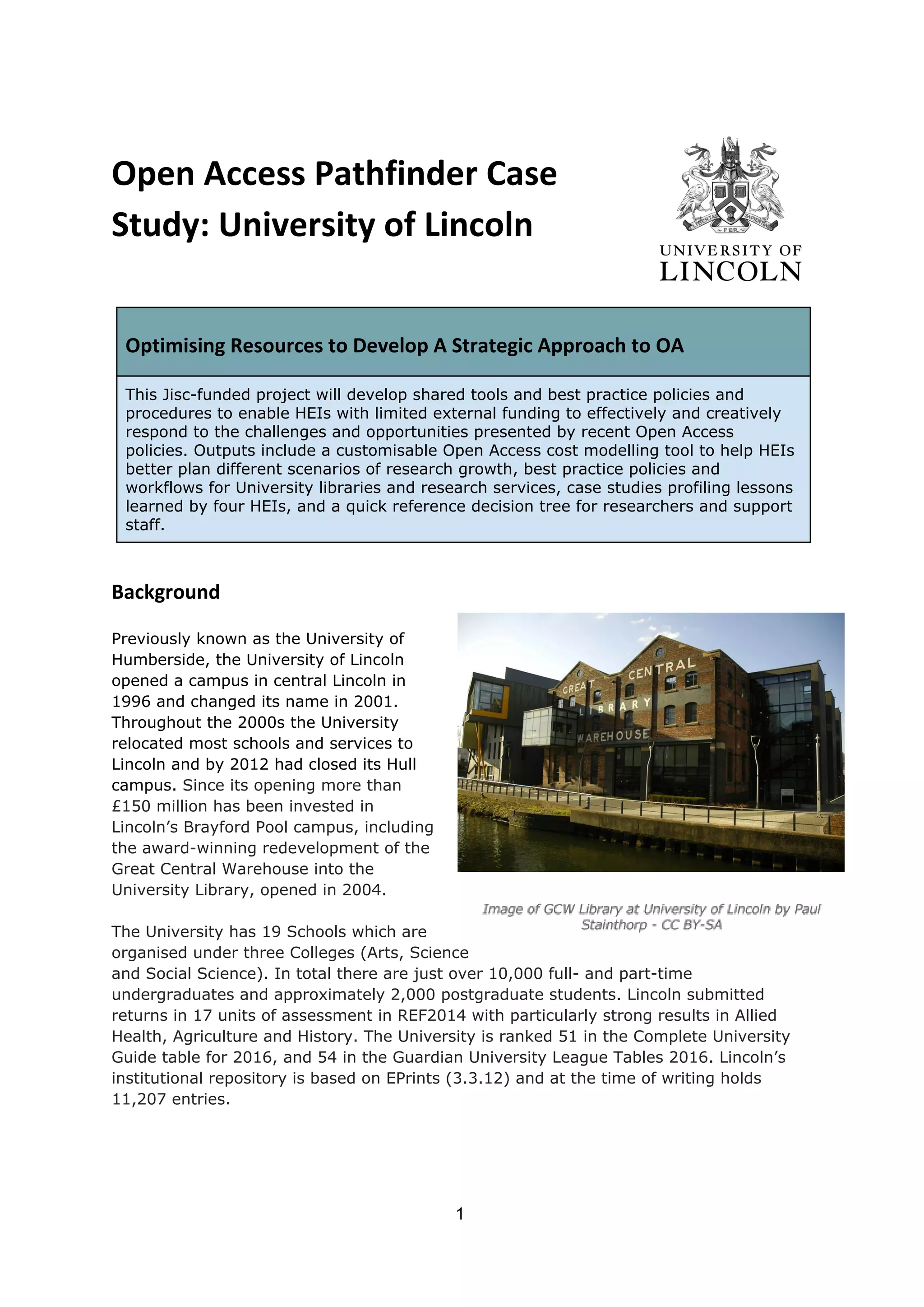 Open Access Pathfinder Case Study - Lincoln | PDF