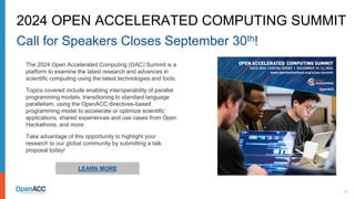 OpenACC and Open Hackathons Monthly Highlights: Summer 2024 | PPT